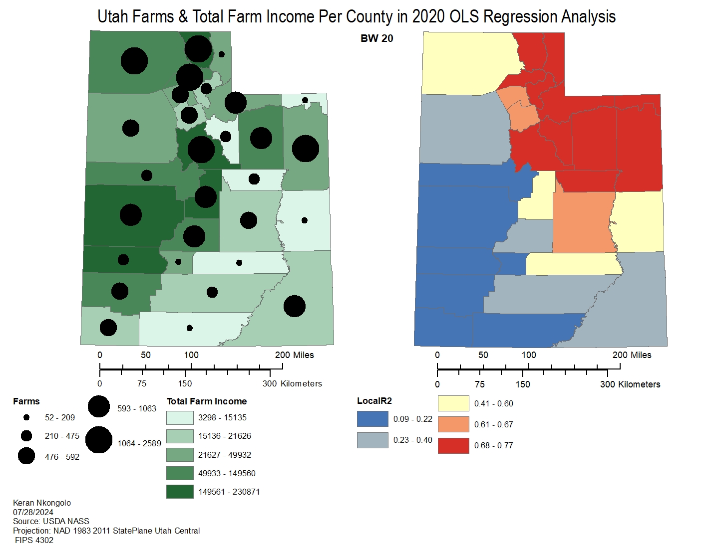 Utah Farms GWR Regression | Spatialnode
